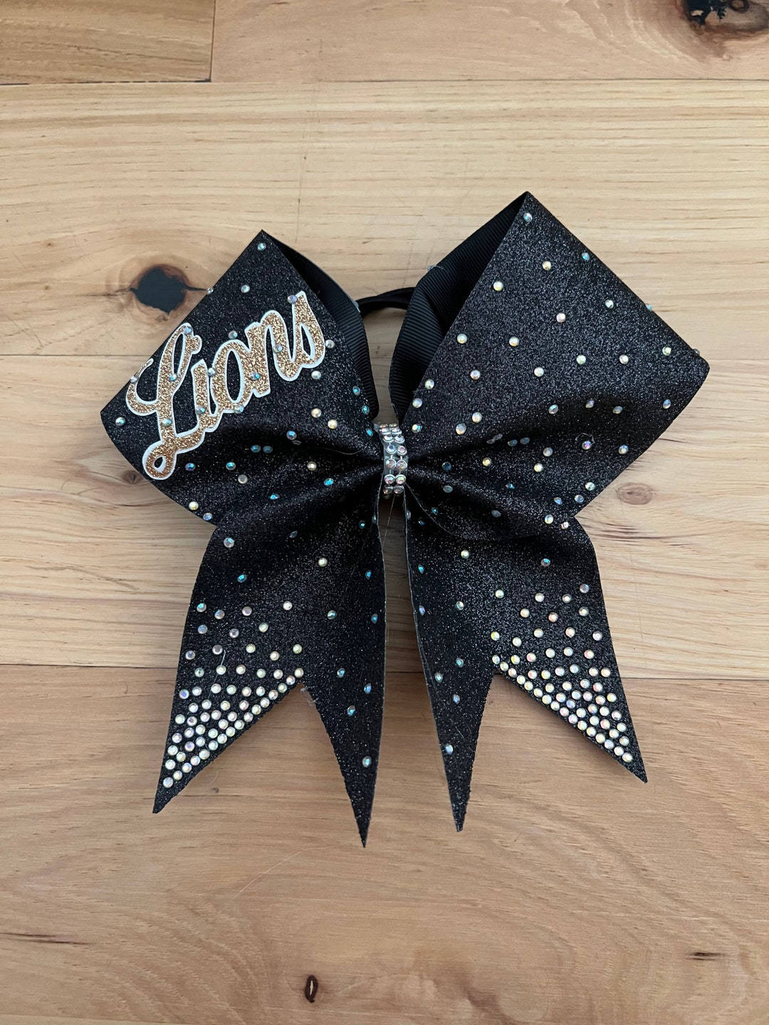 The Lions Custom Glitter Cheer Bow Covered in Rhinestones. Bows Made in ...