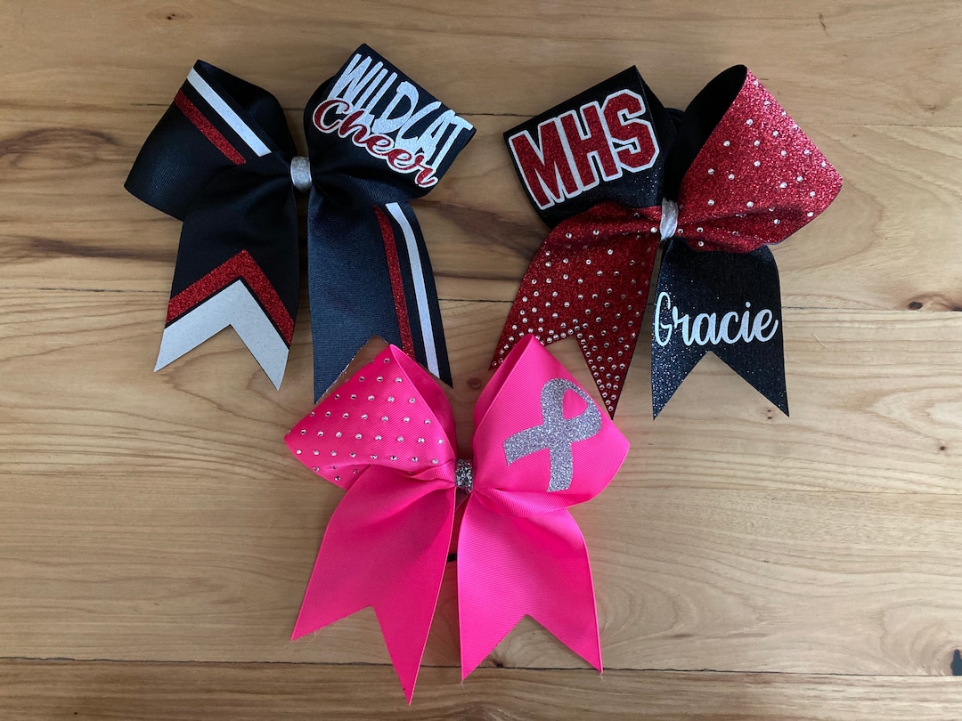 3 Custom Cheer Bows Made in Your Team Colors. Rhinestone Glitter Bow ...