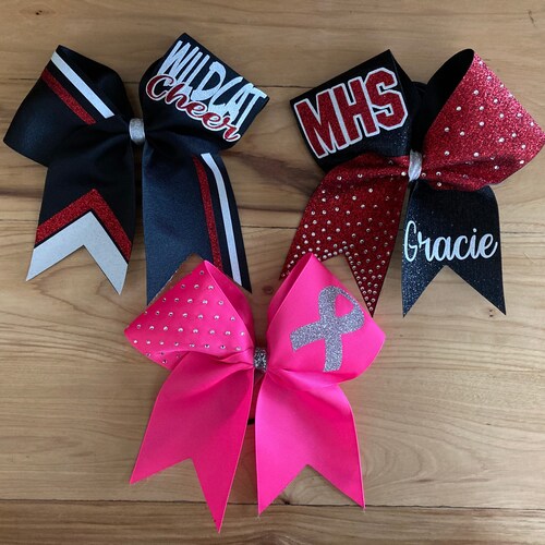 3 Custom Cheer Bows Made in Your Team Colors. Rhinestone - Etsy