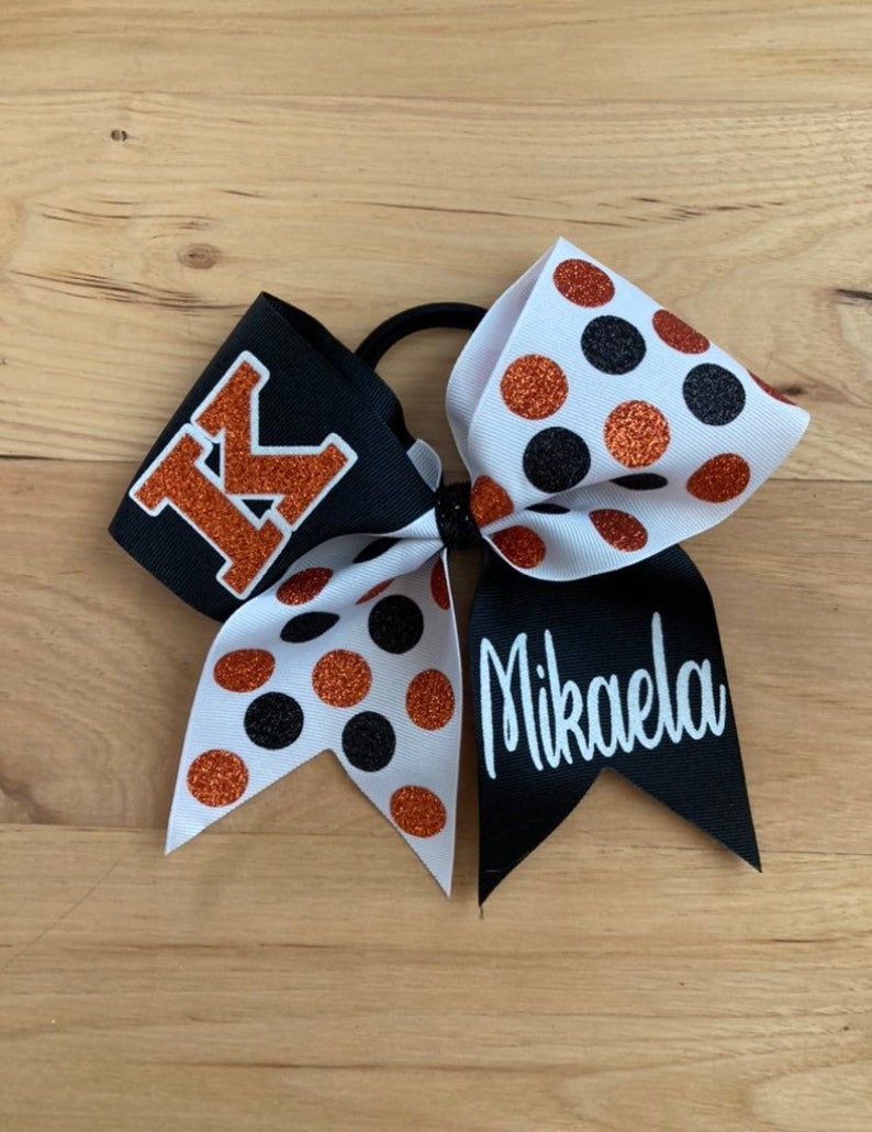 Custom Cheer Bow With Poka Dots. Bows Made in Your Team - Etsy