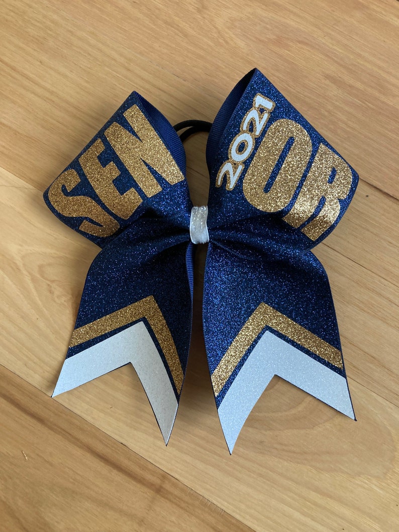 Senior Custom Cheer Bow made with your school colors price | Etsy