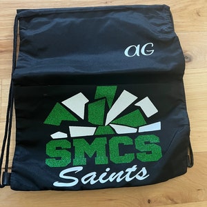 Black Custom Drawstring Bag Personalized in Your Choice of Colors, Team Drawstring Bag, Chinch ...