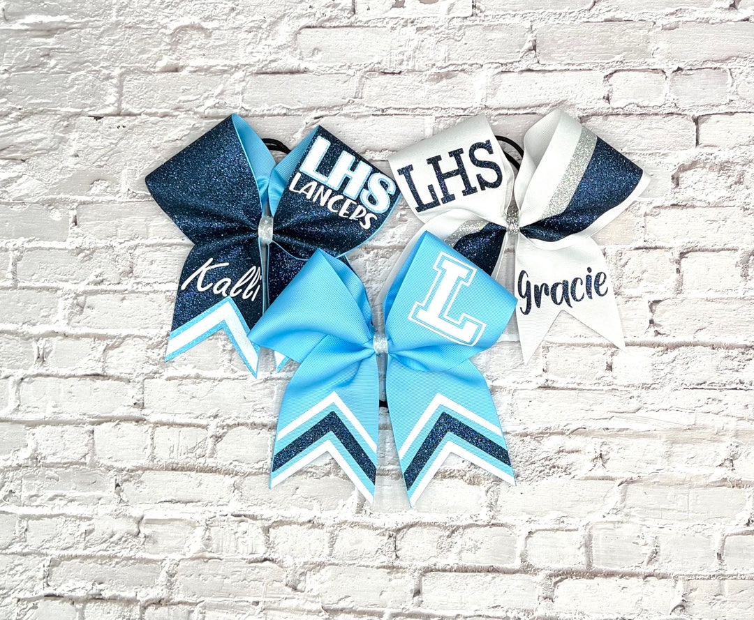 3 Custom Cheer Bows Made in Your Team Colors. Glitter Bow, Half-floppy ...