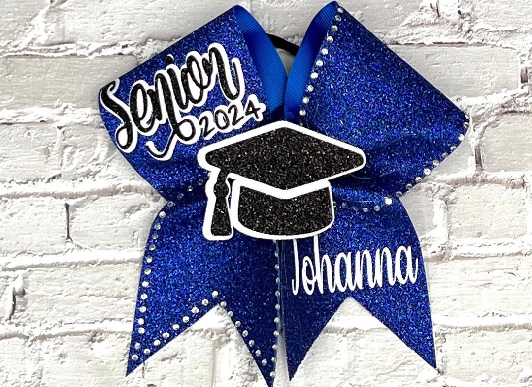 New Senior Glitter Bow Design With Personalized Names and Rhinestone ...