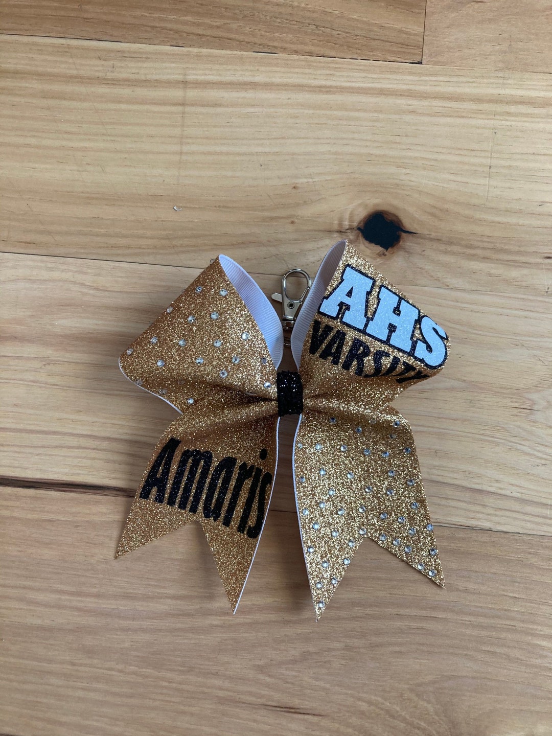 Rhinestone Glitter Keychain Bow Made With Team Initials and ...