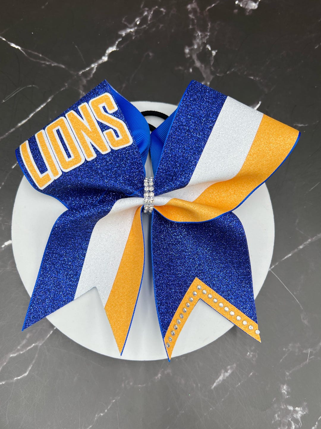 Jays All Glitter Cheer Bow With Rhinestone on the Bottom. Bow Can Be ...