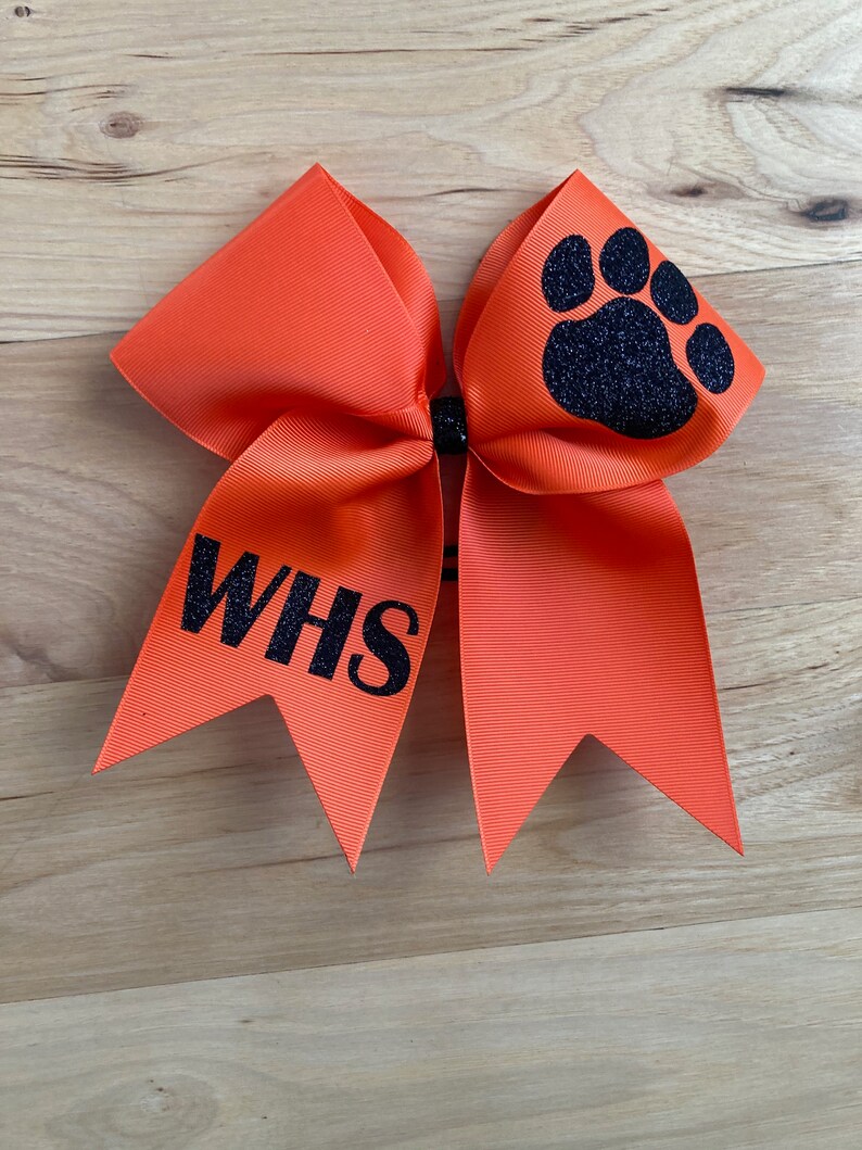 Custom Cheer Bows Designed in Your Team Colors. Paw Print & Team ...