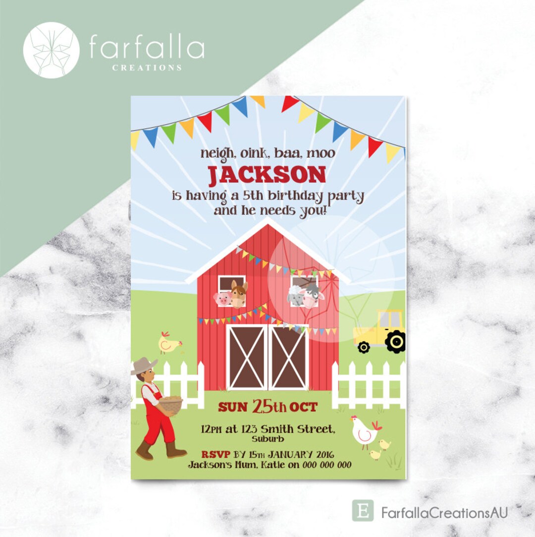 Farmyard Invitation // 120 X 180mm // Change to Any Occasion - Etsy