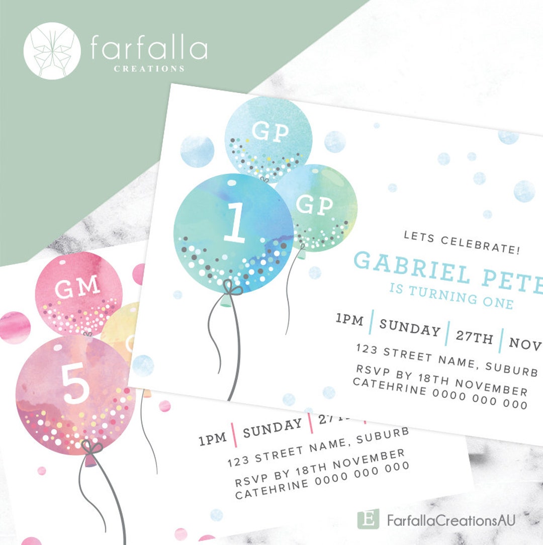 Confetti Balloons Invitations - Etsy