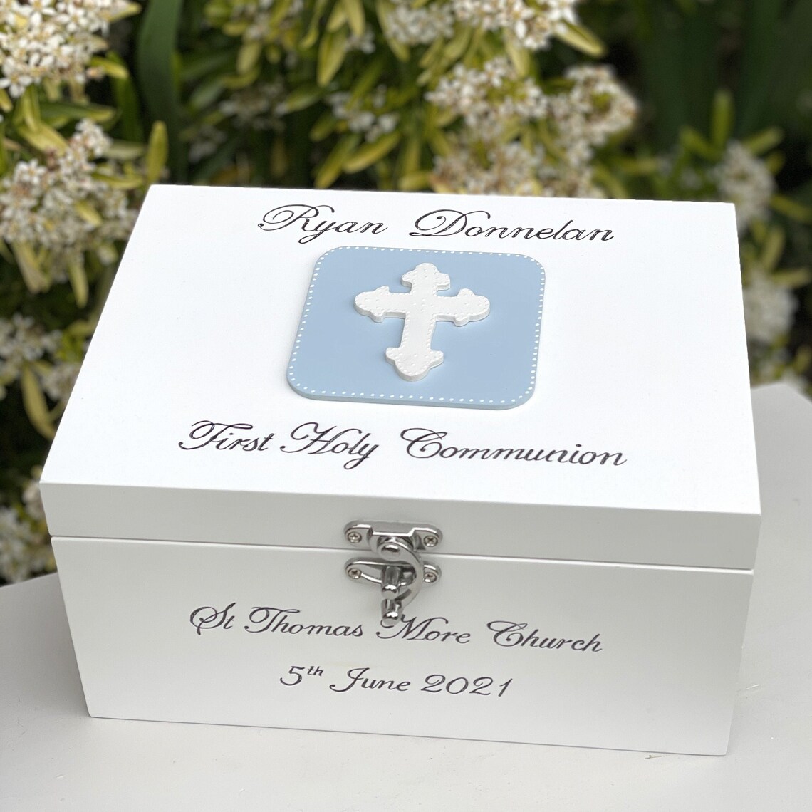 Personalised First Holy Communion Keepsake Box, Hand-painted Wooden ...
