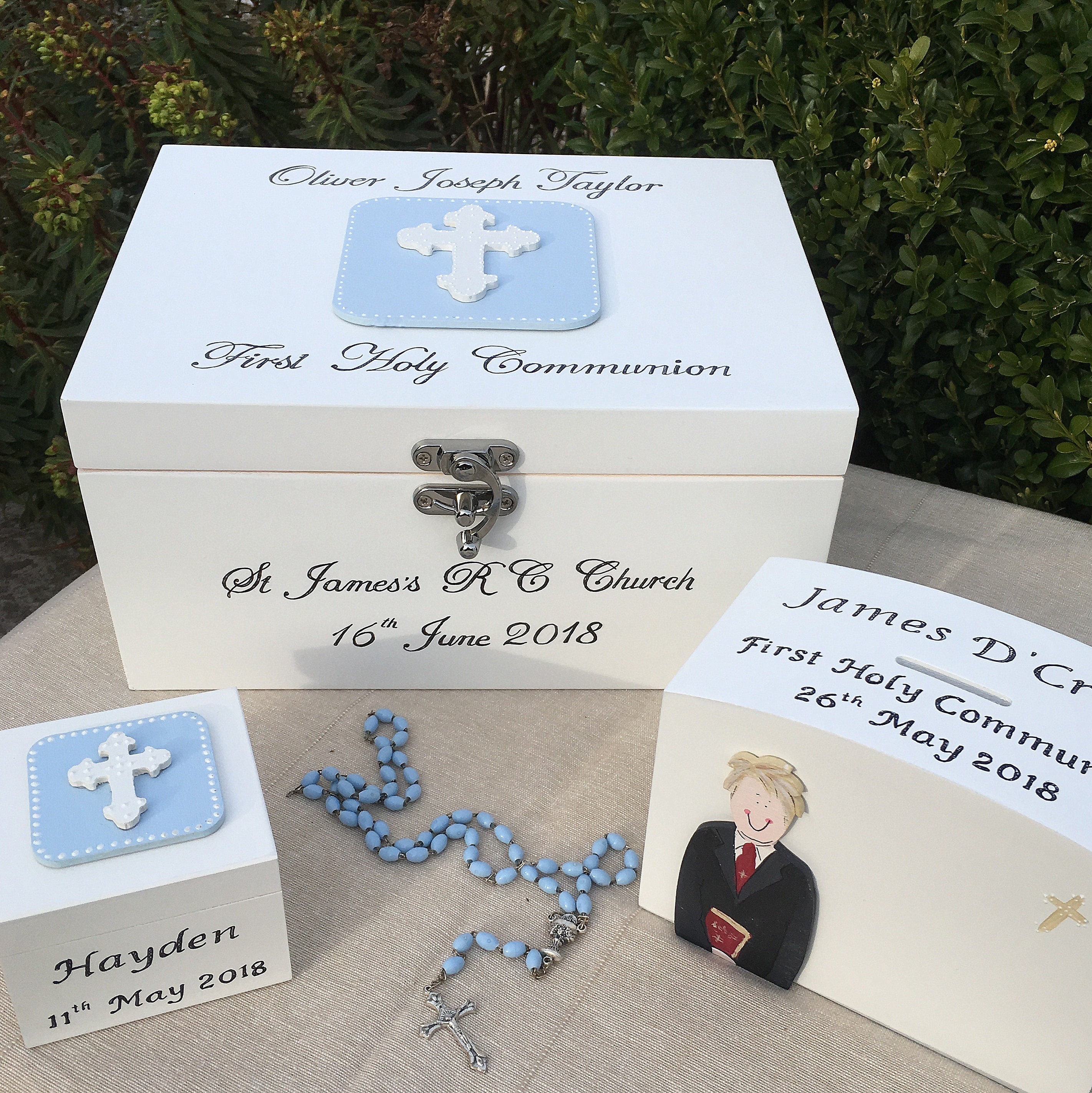 Personalised First Holy Communion Keepsake Box, Hand-painted Wooden ...