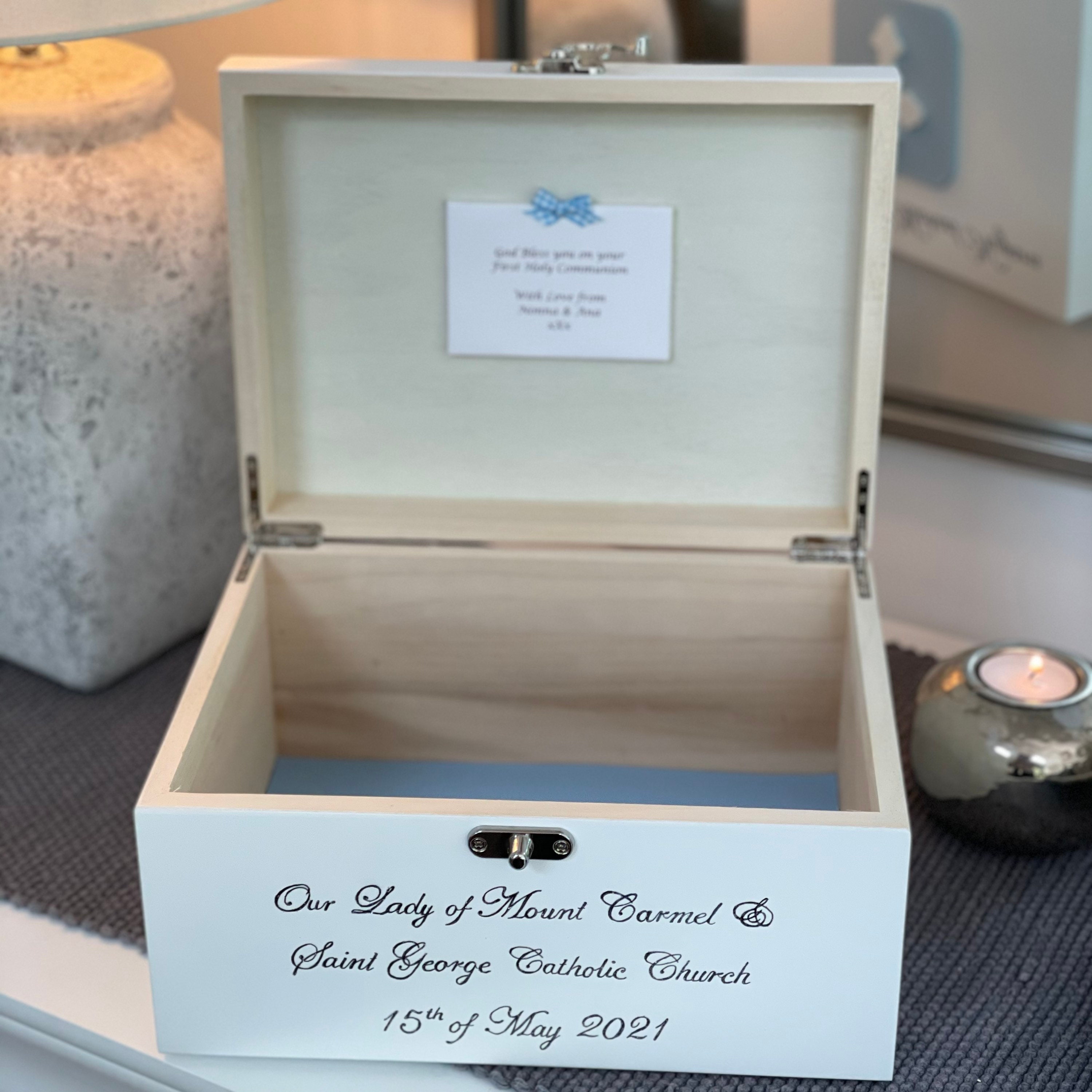 Personalised First Holy Communion Keepsake Box, Hand-painted Wooden ...
