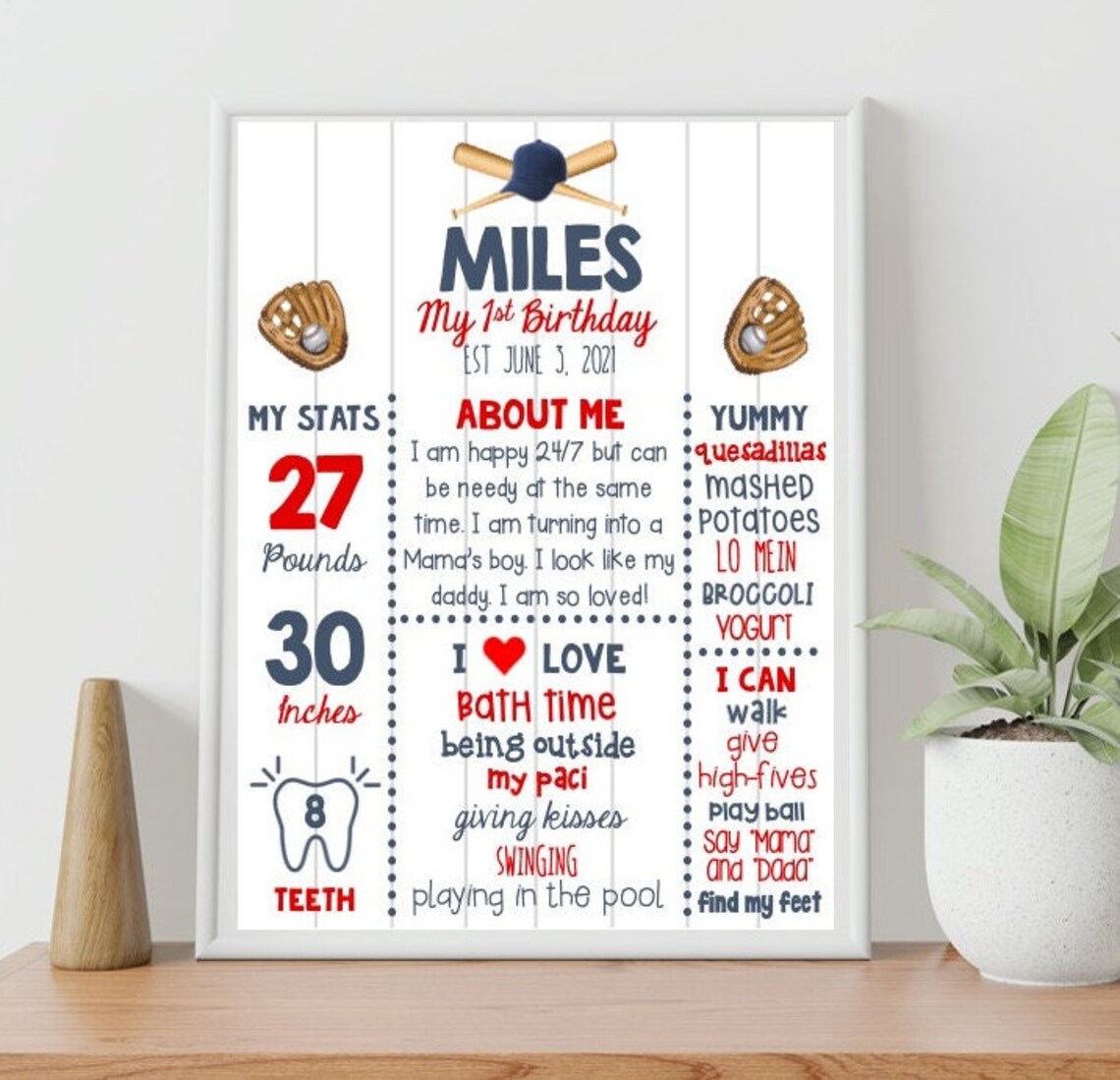 Baseball First Birthday Milestone Poster, Sports 1st Birthday Chalk ...