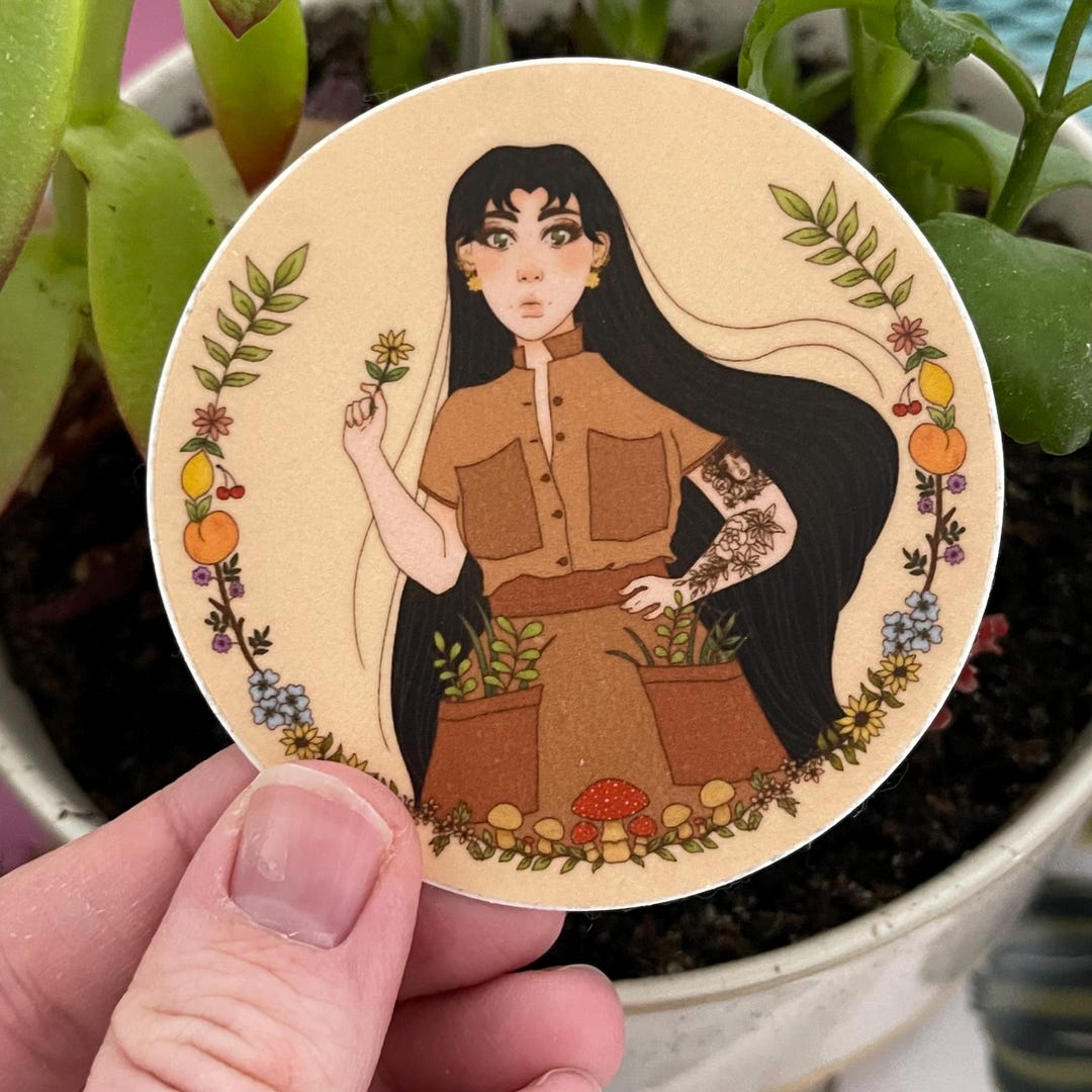 Cute Gardener Girl Sticker - Etsy
