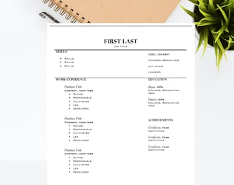 Resume Template Editable Simple and Direct Downloadable Word File - Etsy