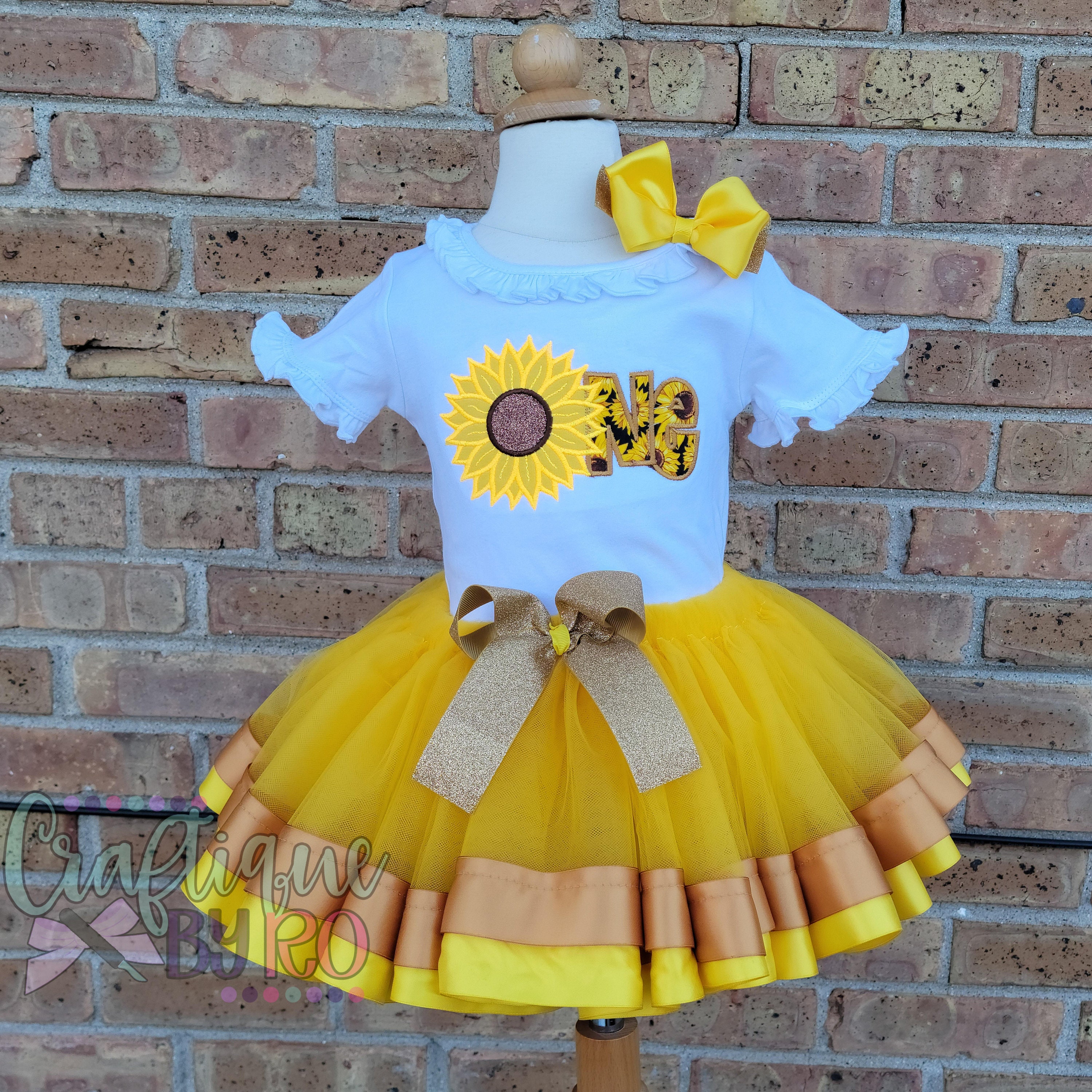 Sun Flower Tutu Set - Baby 1st Tutu Set - One Birthday Tutu - Sunflower ...