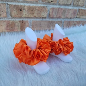 Bright Orange Ruffle Anklets - Orange Ribbon Tutu Anklets - Tutu Socks ...