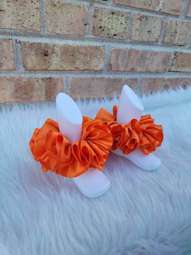 Bright Orange Ruffle Anklets - Orange Ribbon Tutu Anklets - Tutu Socks ...