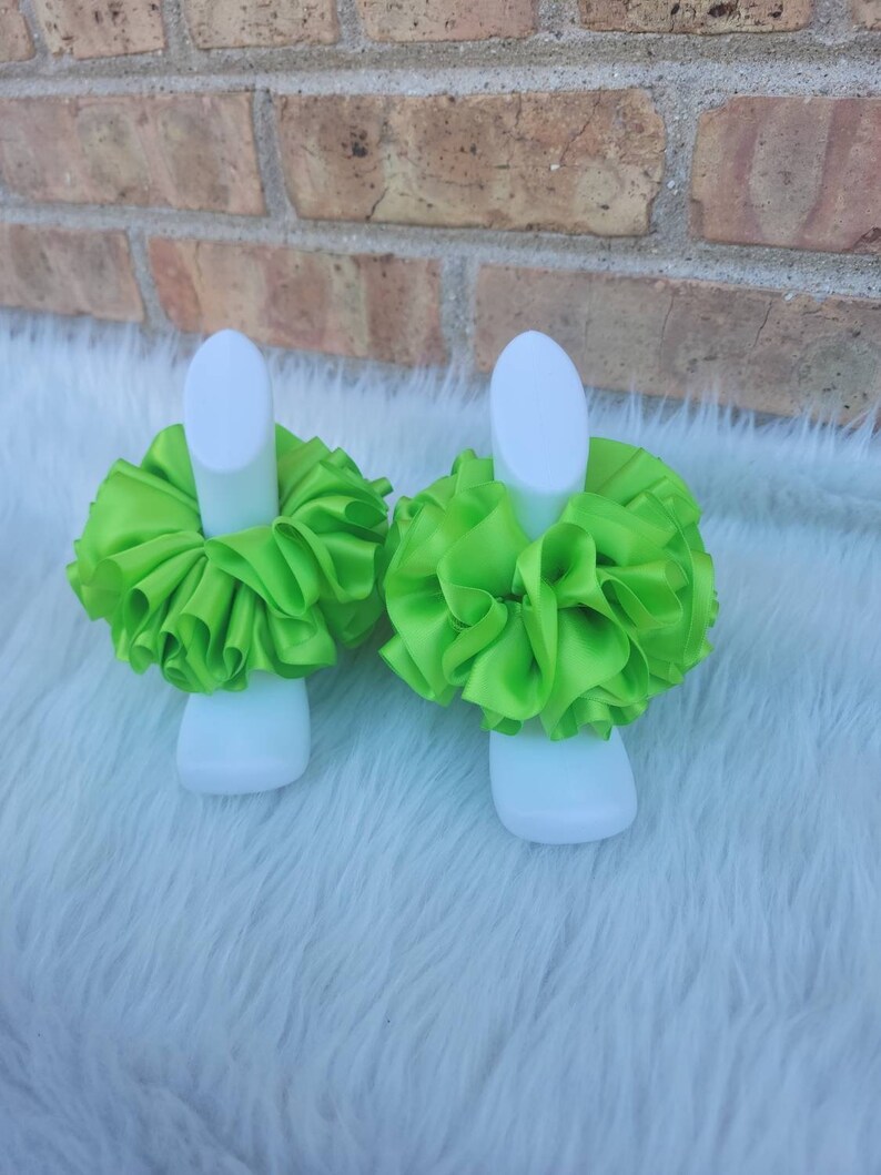 Lime Green Ruffle Anklets - Lime Ribbon Tutu Anklets - Tutu Socks ...