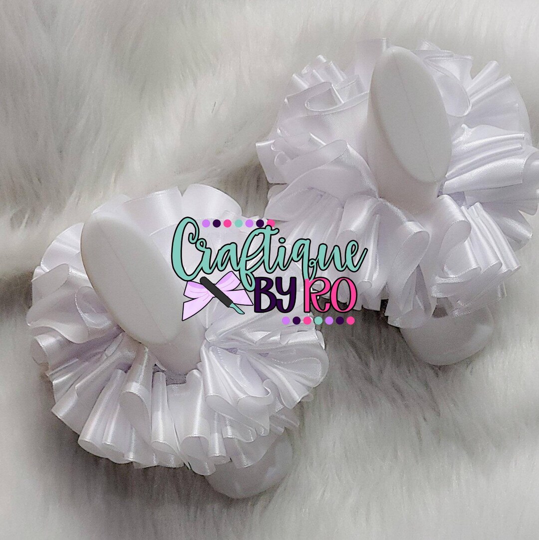 White Ruffle Anklets - White Ribbon Tutu Anklets - Tutu Socks -ruffled ...