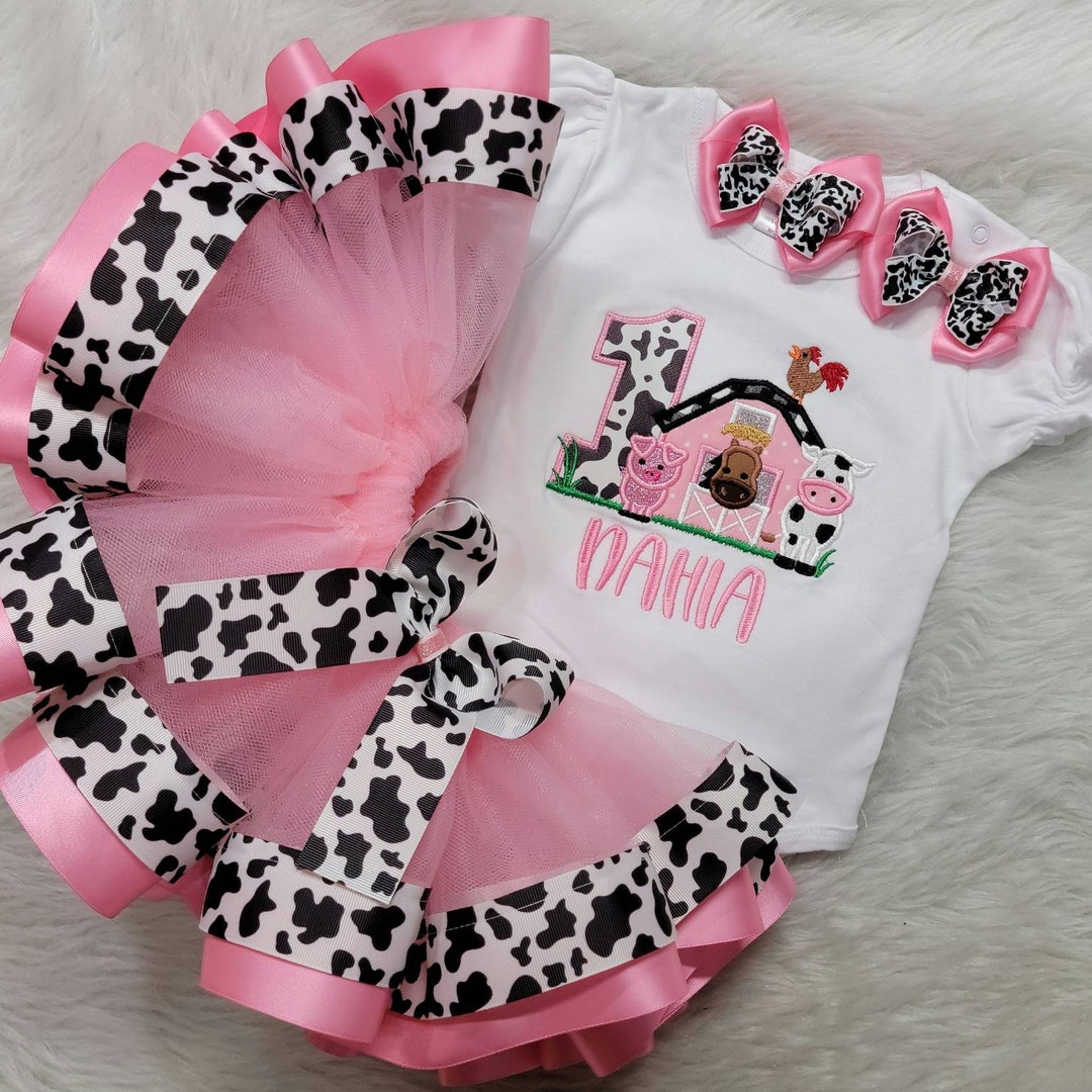 Pink Girls Birthday Barnyard Outfit 1st Birthday Farm - Etsy