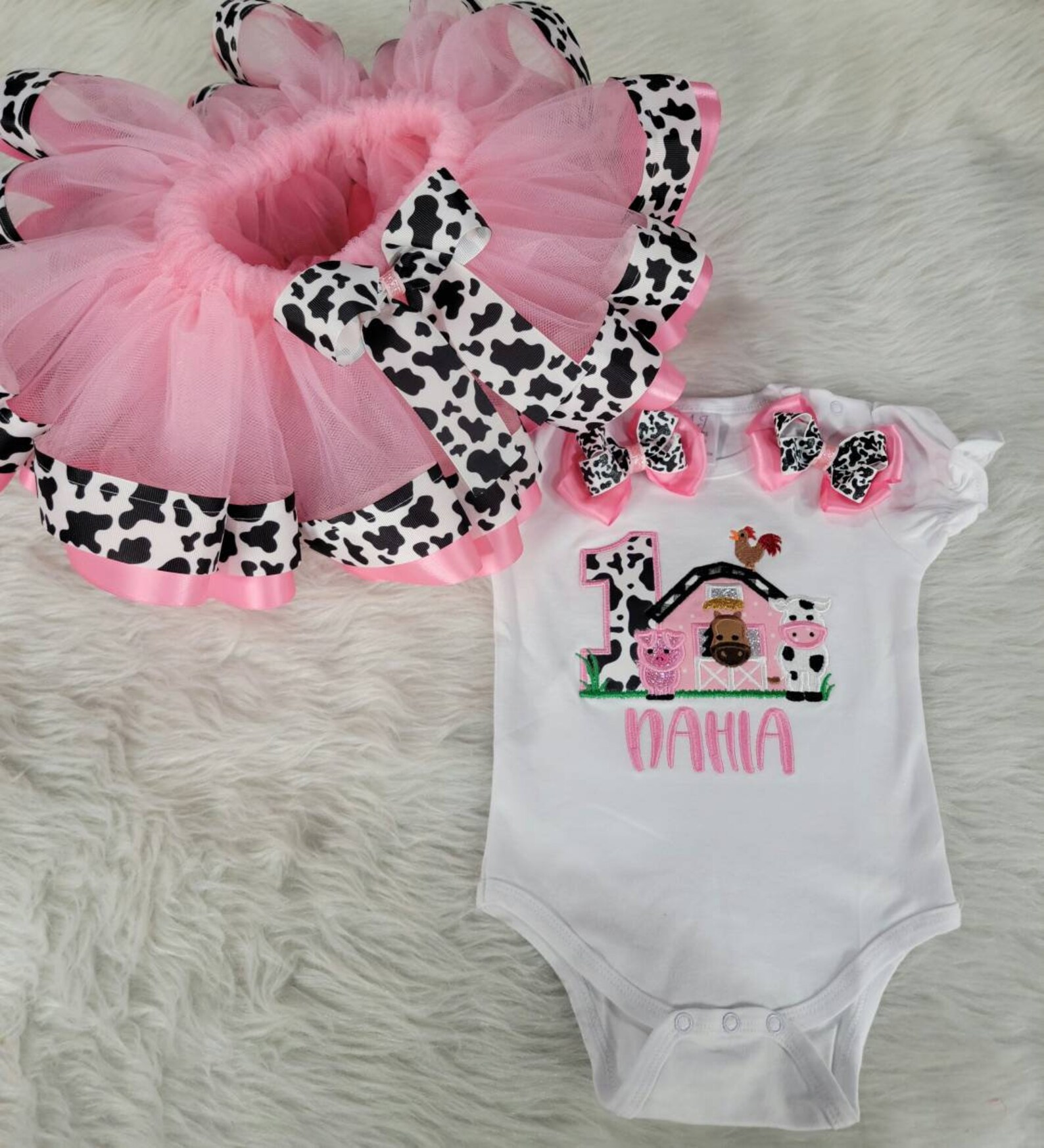 Pink Girls Birthday Barnyard Outfit, 1st Birthday Farm Birthday Outfit ...