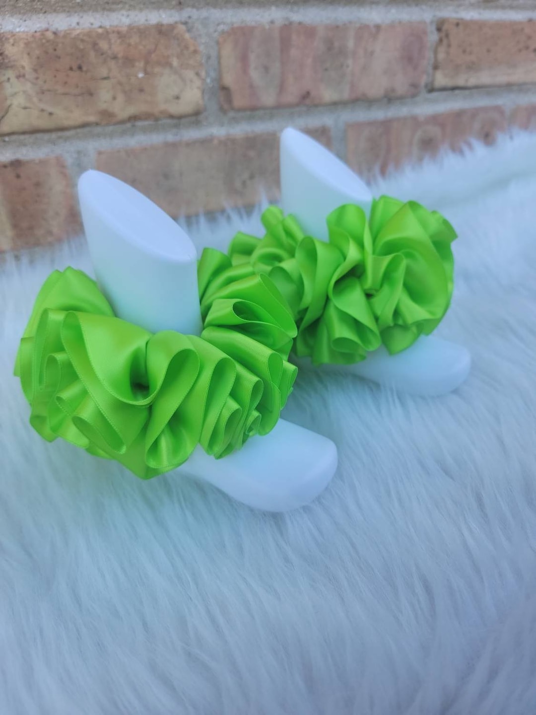 Lime Green Ruffle Anklets - Lime Ribbon Tutu Anklets - Tutu Socks ...