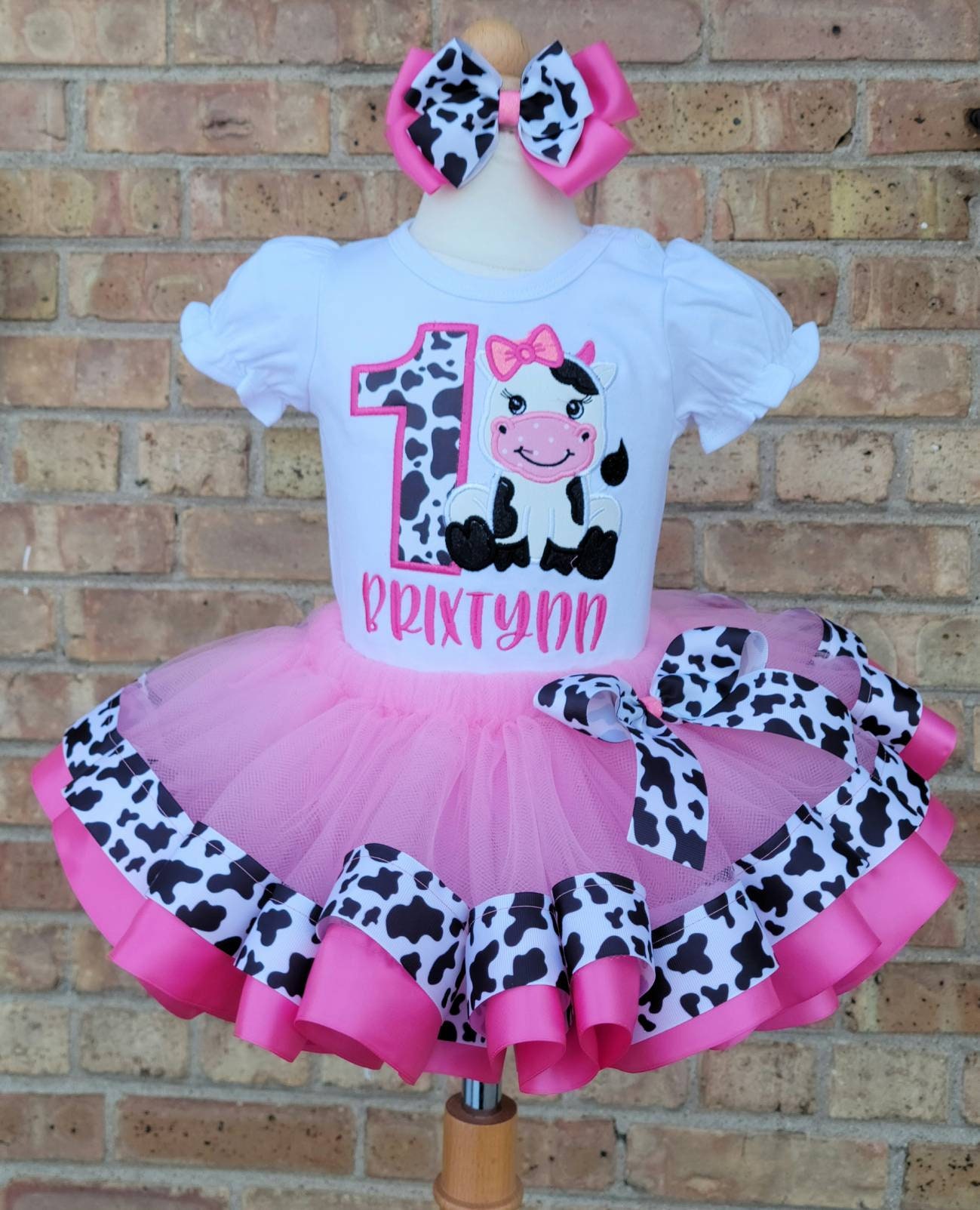 Hot Pink Birthday Cow Tutu Outfit | Barn Birthday Farm Birthday Outfit ...