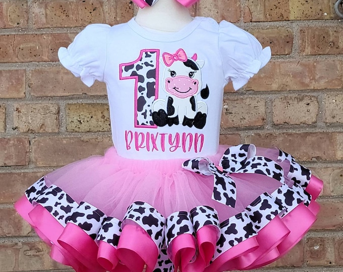 Hot Pink Birthday Cow Tutu Outfit Barn Birthday Farm Birthday Outfit ...