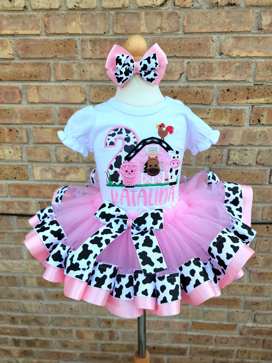 Pink Girls Birthday Barnyard Outfit, 1st Birthday Farm Birthday Outfit ...