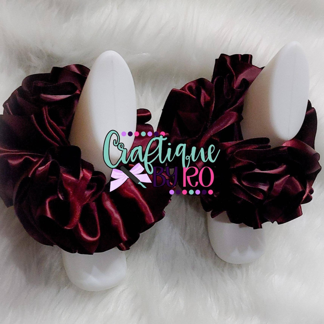 Burgundy Ruffle Anklets - Burgundy Ribbon Tutu Anklets -ruffled Anklets ...
