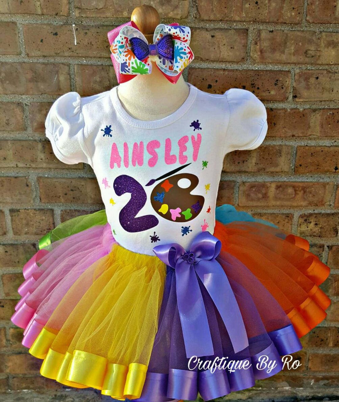 Paint Party Rainbow Tutu Set - Artist Birthday Outfit - Birthday Ribbon ...