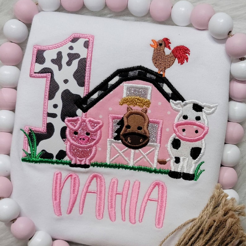 Pink Girls Birthday Barnyard Outfit, 1st Birthday Farm Birthday Outfit ...