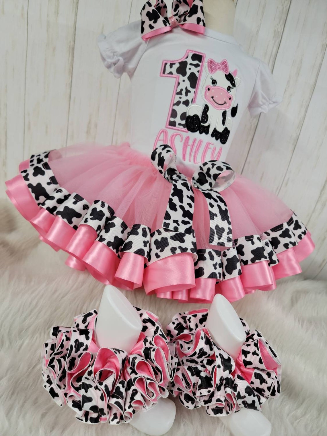 COW Print Anklets - Cow Ribbon Tutu Anklets - Cow Socks -ruffled ...