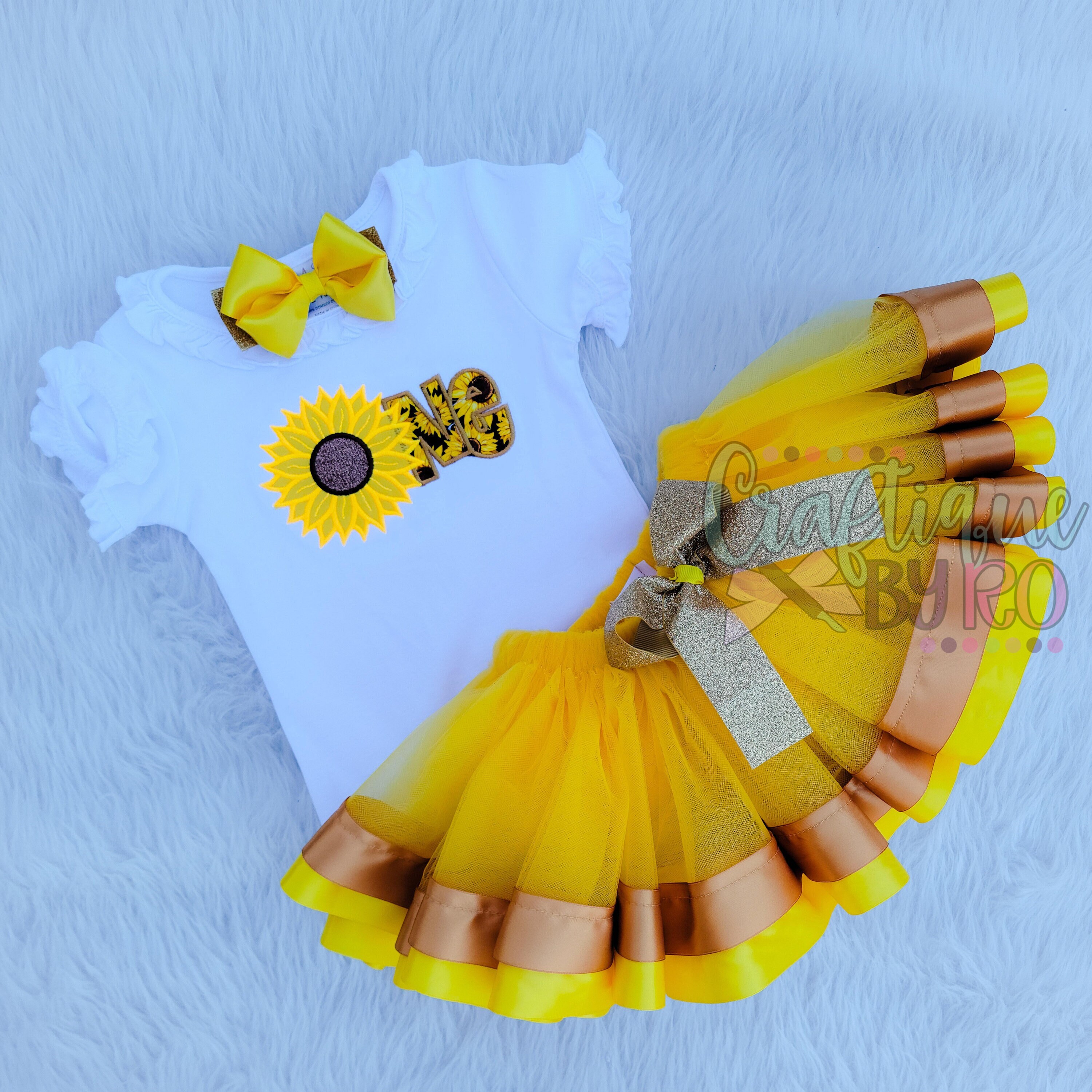 Sun Flower Tutu Set - Baby 1st Tutu Set - One Birthday Tutu - Sunflower ...