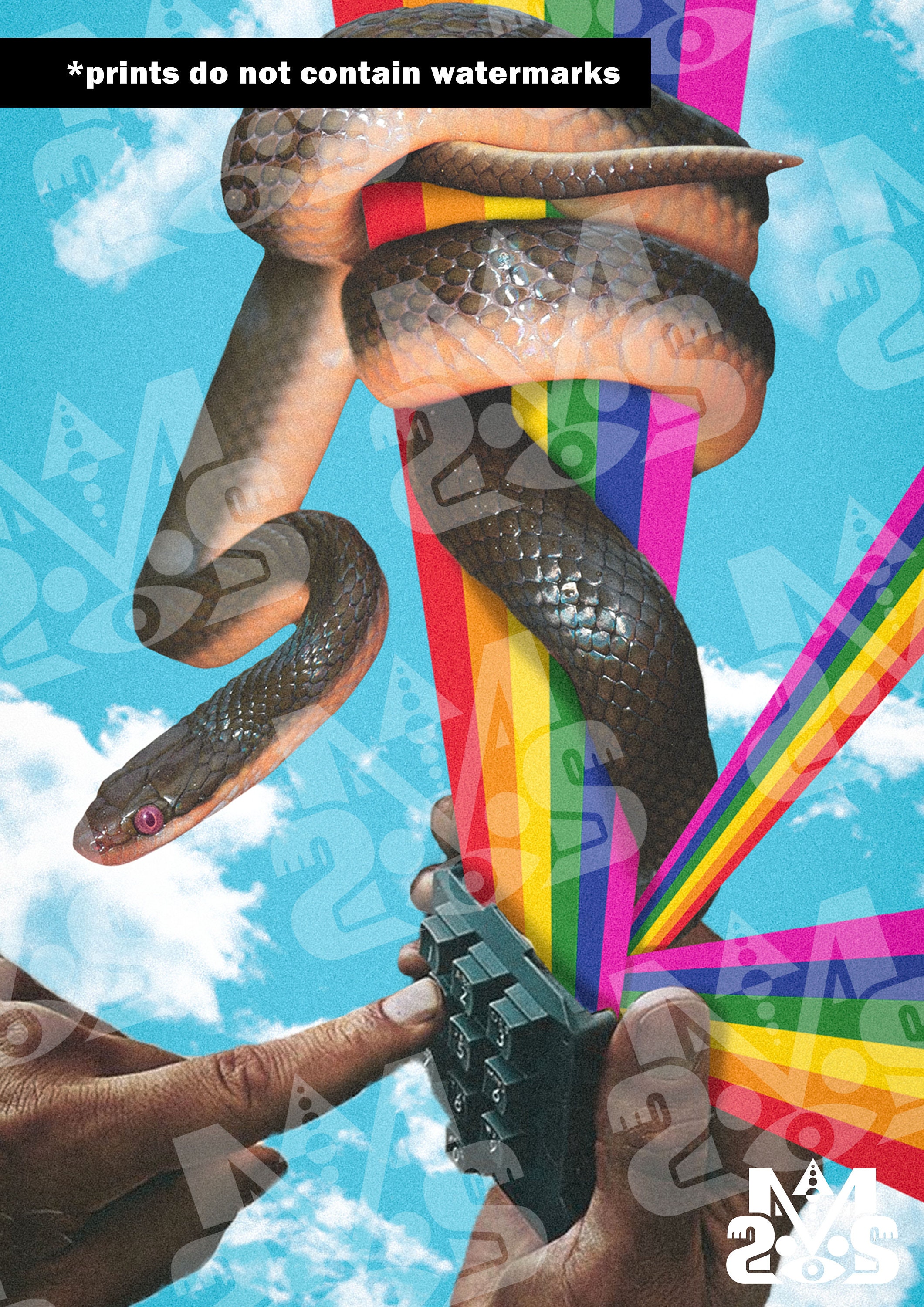 Snake in the Sky With Rainbows collage Art, Trippy Art, Vintage Art ...