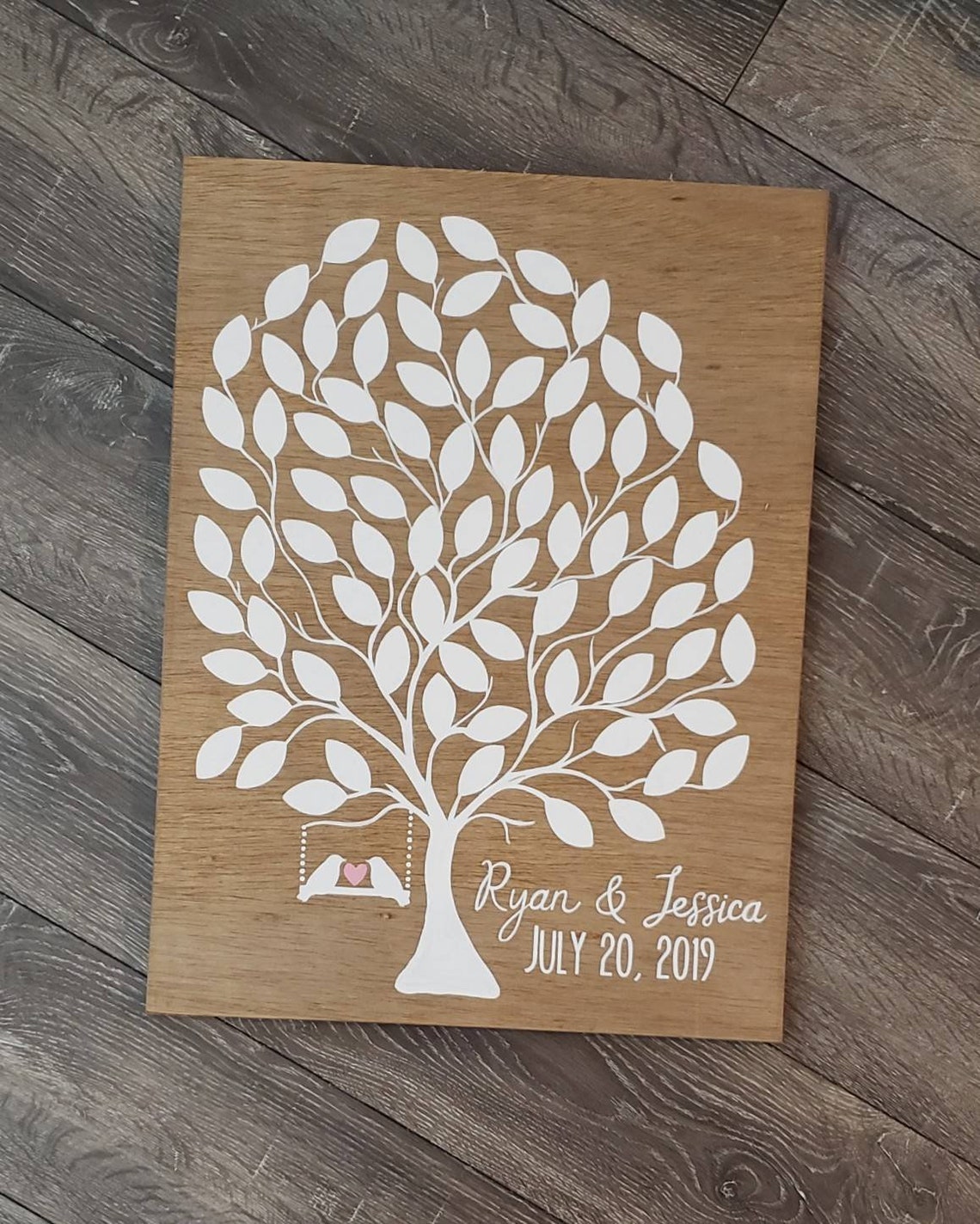Rustic Wedding Guestbook Tree Sign Wooden Wall Hanging 21" X 15" Real ...