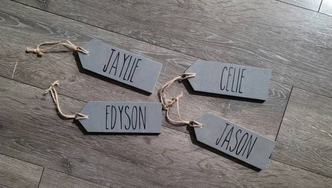 Christmas Rustic Wood Stocking Name Tags 6.5 X 2.5 - Etsy