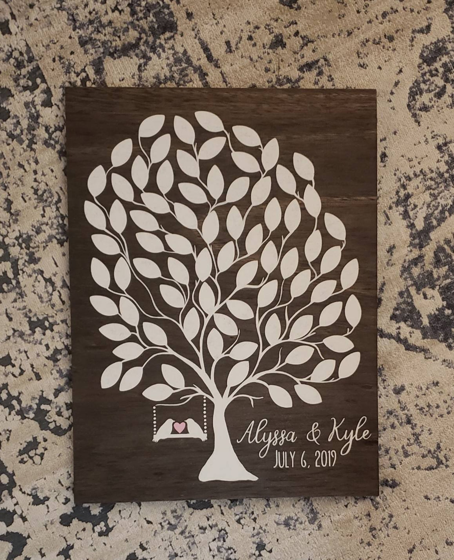 Rustic Wedding Guestbook Tree Sign Wooden Wall Hanging 21" X 15" Real ...