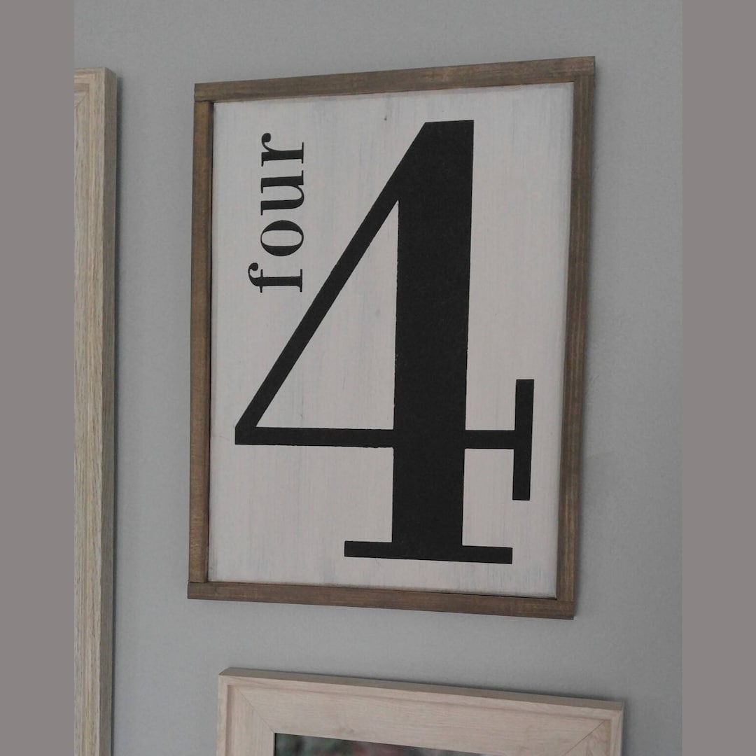 Family Number Framed Rustic Wooden Sign 13" X 8" Wall Hanging ...