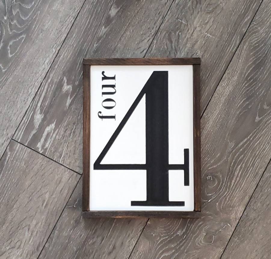 Family Number Framed Rustic Wooden Sign 13" X 8" Wall Hanging ...