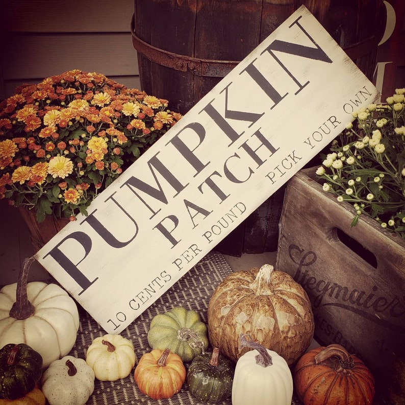 Pumpkin Patch Rustic Wood Sign 22" X 8" Wooden Plague / 10 Cents/ U ...