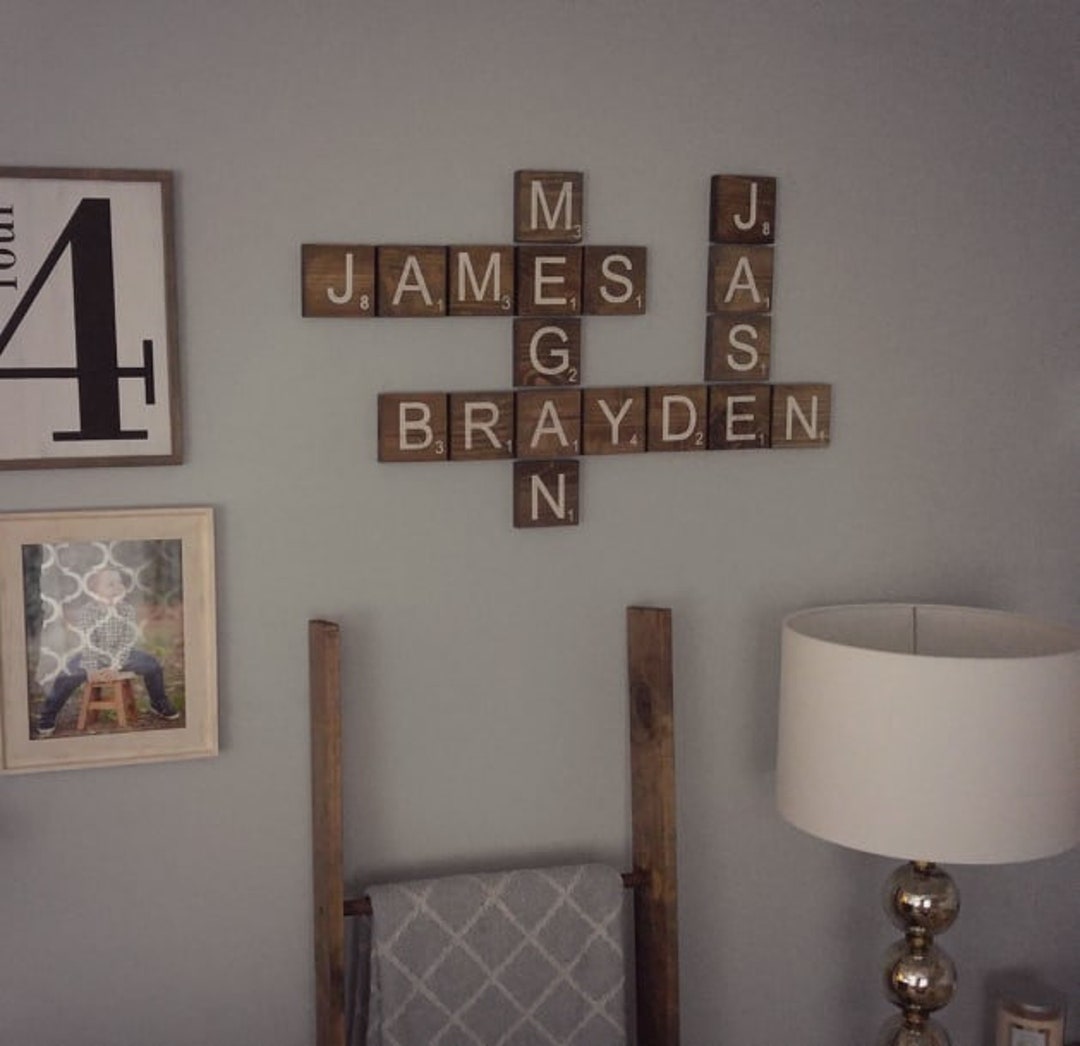 Scrabble Tile Wall Art / Scrabble Tiles / CUSTOM Colors/ 3.5"x3.5 ...