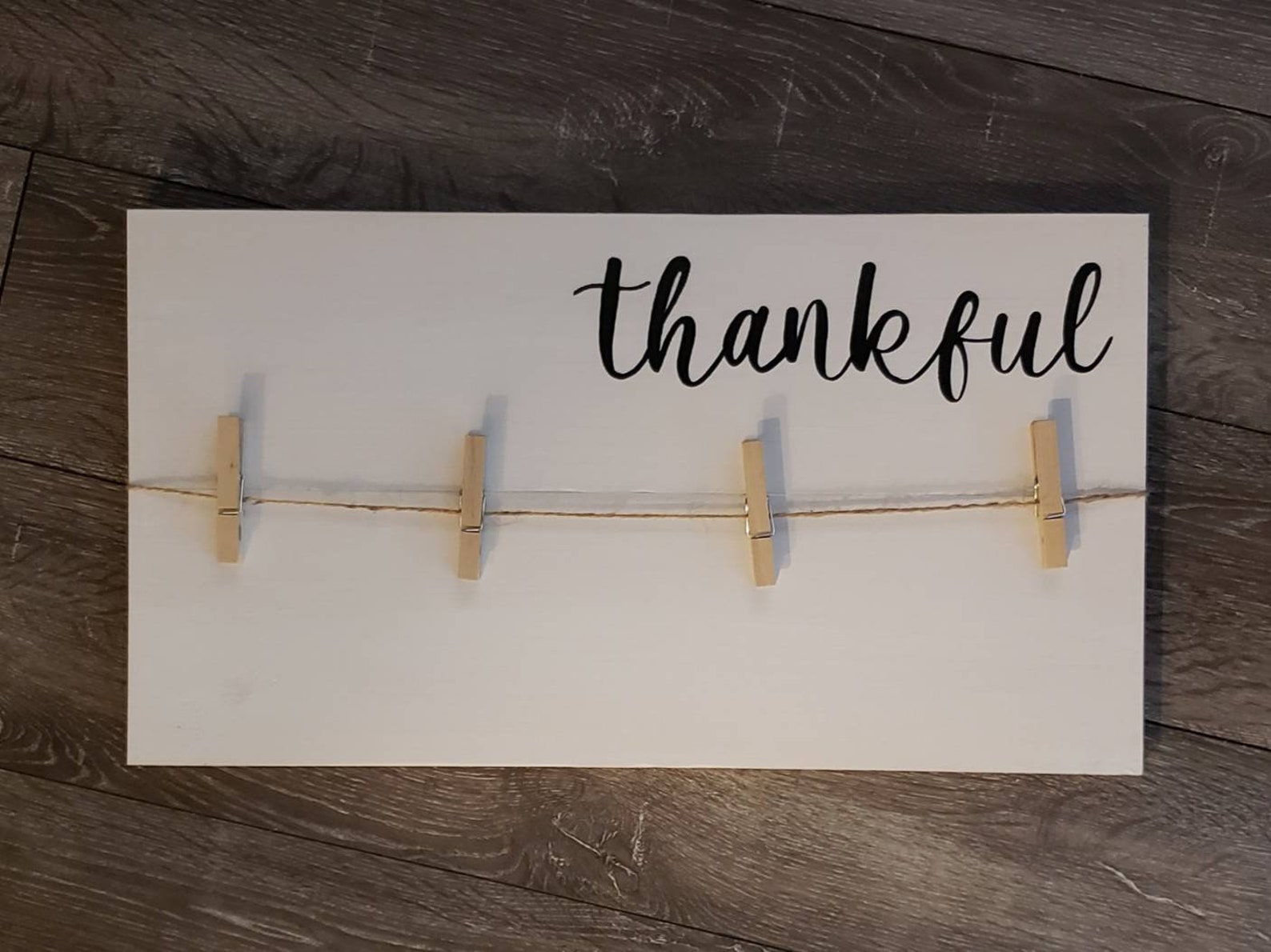 Thankful Rustic Wooden Picture Hanging Sign / Wall Decor/ Clothespins ...