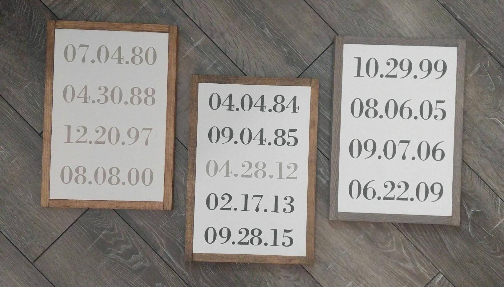 Important Dates Family Rustic Wooden Sign 12" X 9" Wall Hanging/ Date ...