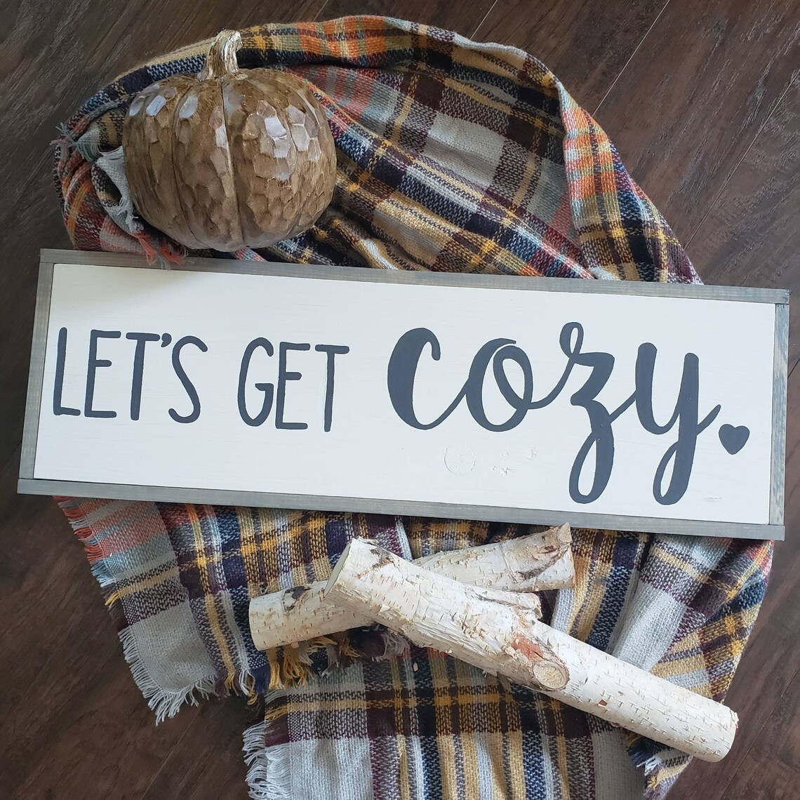 Let's Get Cozy Rustic Wooden Sign / Fall / Framed / Custom - Etsy