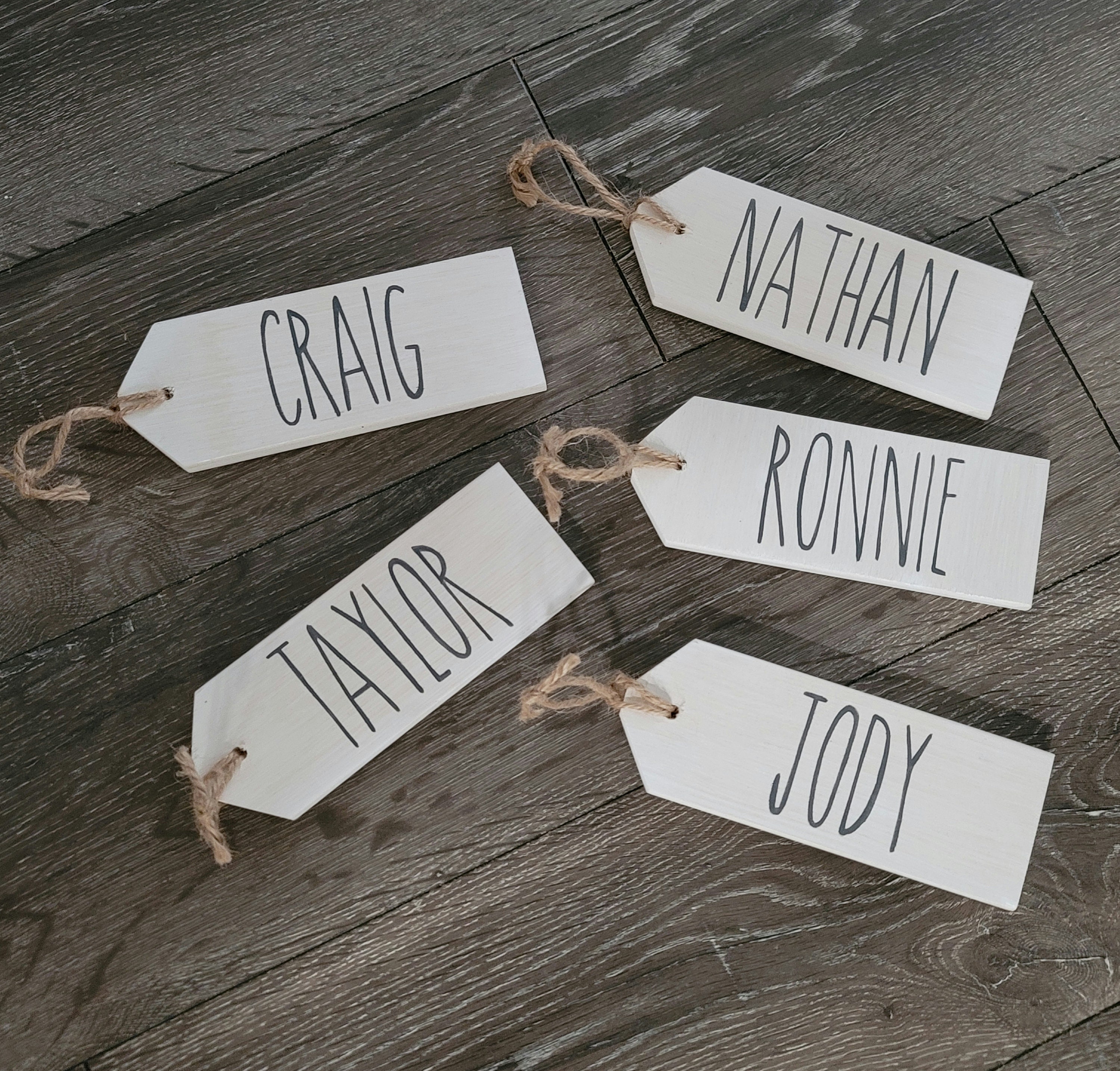 Christmas Rustic Wood Stocking Name Tags 6.5" X 2.5" Decor CUSTOM ...