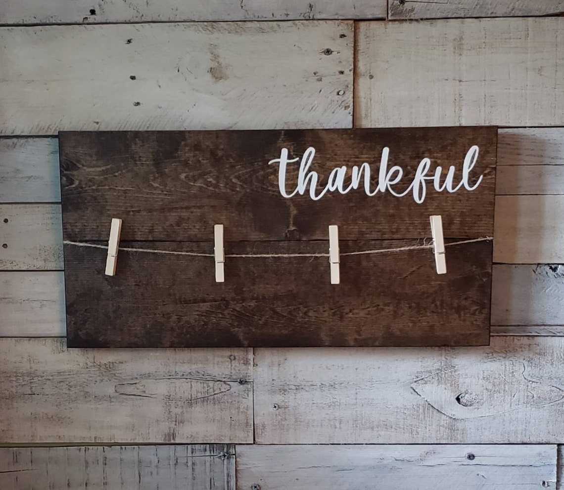 Thankful Rustic Wooden Picture Hanging Sign / Wall Decor/ | Etsy