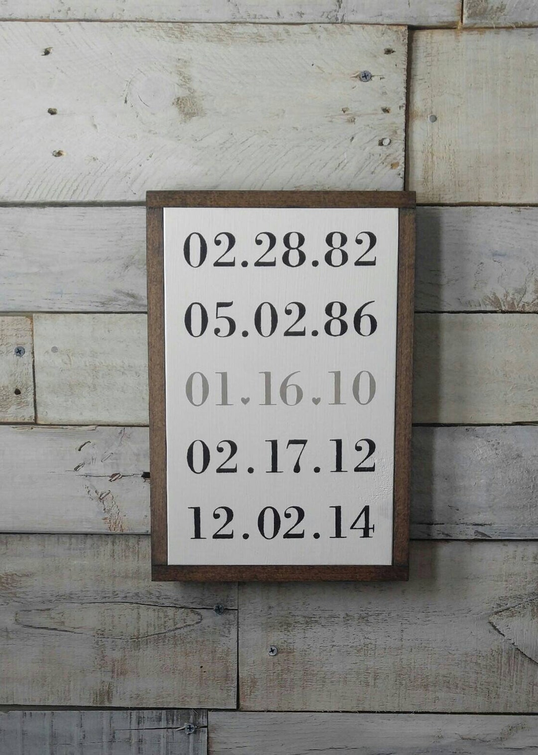 Important Dates Family Rustic Wooden Sign 12" X 9" Wall Hanging/ Date ...