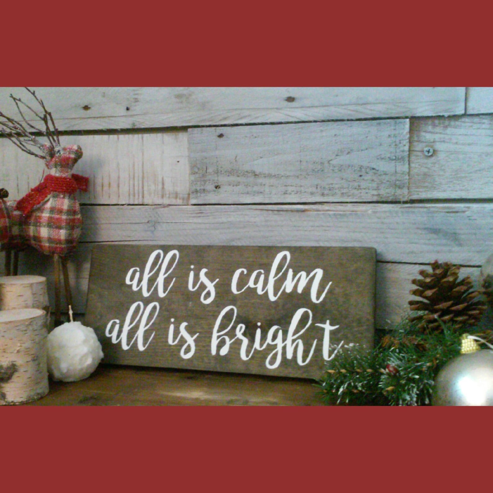 All Is Calm All Is Bright Wood Sign 12 x 6 Wall | Etsy